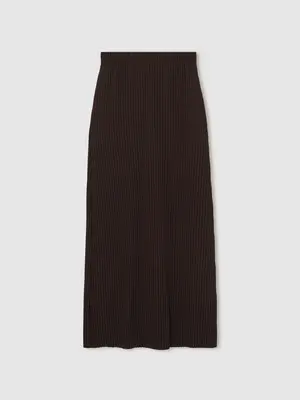 REISS Pippa Pleated Jersey Midi Skirt - Burgundy