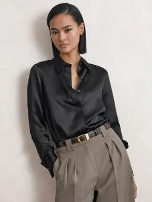 Women's Black Satin Shirts
