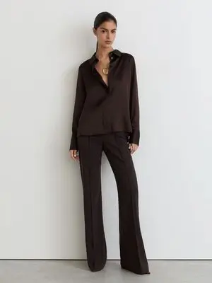 REISS Ameira Silk-satin Shirt - Grape Burgundy
