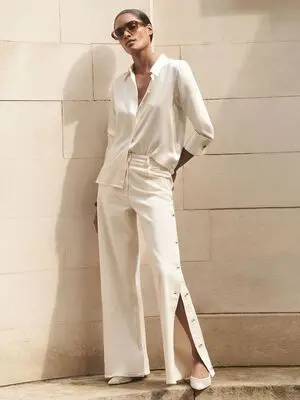 REISS Ameira Silk-satin Shirt - Ivory