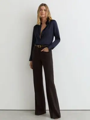 REISS Ameira Silk-satin Shirt - Navy