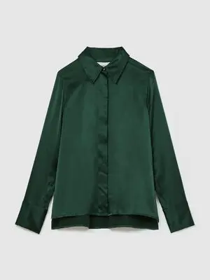 REISS Ameira Silk-satin Shirt - Teal Green