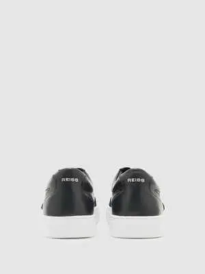 REISS Finton Bonded-leather Low-top Trainers - Black