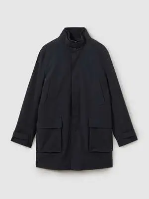 REISS Hybrid Overcoat With Removable Gilet - Navy