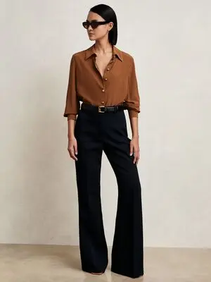 REISS Gianna Silk Embossed-button Shirt