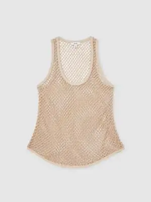REISS Lila Mesh Knit Beaded Vest