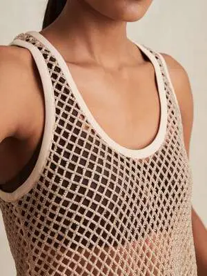 REISS Lila Mesh Knit Beaded Vest