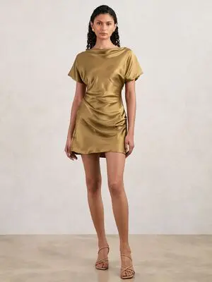 Acler Draped Satin Mini Dress