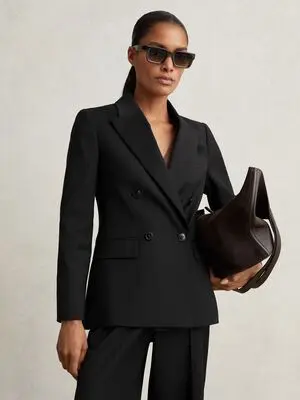 REISS Wool Blend Double Breasted Suit Blazer