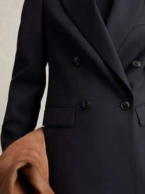 REISS Wool Blend Double Breasted Suit Blazer