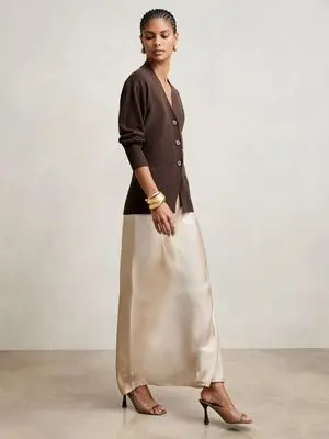 REISS Saskia Silk Slip Maxi Skirt