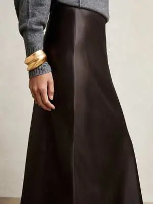REISS Saskia Silk Slip Maxi Skirt - Mauve