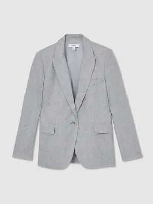 REISS Willow Linen-blend Single-breasted Blazer