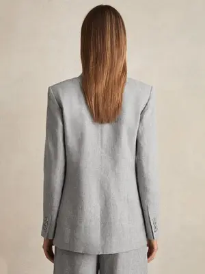 REISS Willow Linen-blend Single-breasted Blazer