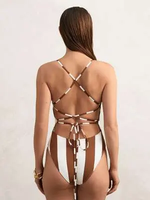 REISS Kennedy Stripe Cross-back Swimsuit