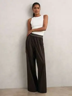 REISS Wide-leg Trousers With Contrast Waistband