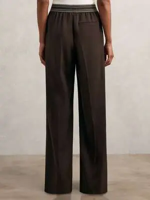 REISS Wide-leg Trousers With Contrast Waistband
