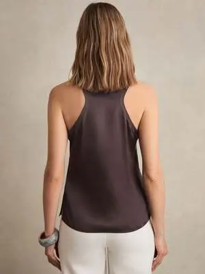 REISS Silk Scoop-neck Vest