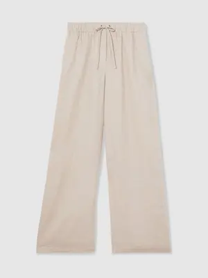 REISS Willow Linen-blend Wide-leg Trousers