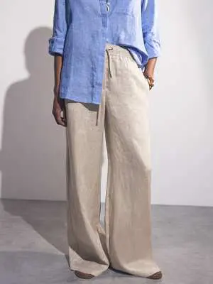REISS Willow Linen-blend Wide-leg Trousers