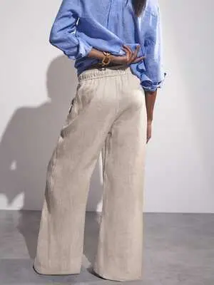 REISS Willow Linen-blend Wide-leg Trousers