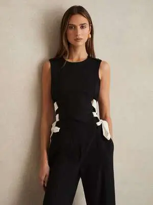 REISS Emma Lace-up Side Wide-leg Jumpsuit