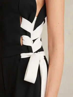 REISS Emma Lace-up Side Wide-leg Jumpsuit