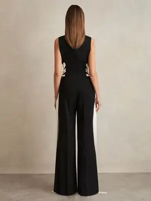 REISS Emma Lace-up Side Wide-leg Jumpsuit