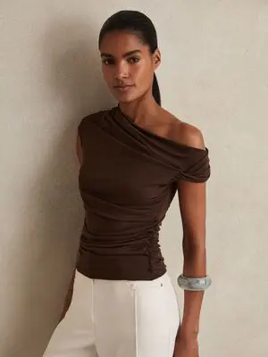 REISS Serena Modal-blend Ruched Off-shoulder Top