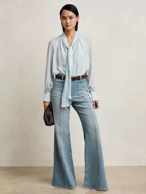 REISS Silk-blend Chiffon Tie-neck Blouse