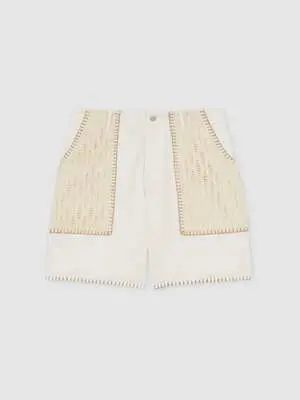 REISS Ocean Crochet Denim Shorts