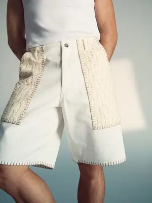 REISS Ocean Crochet Denim Shorts