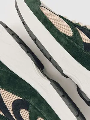REISS Panelled Running Trainers - Forest Green/stone