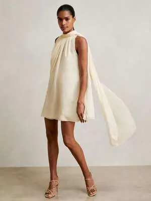 REISS Draped Chiffon Mini Dress