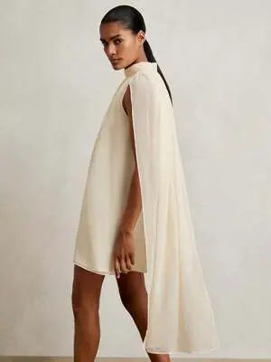 REISS Draped Chiffon Mini Dress