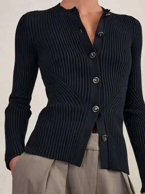 REISS Tula Button Front Knit Cardigan