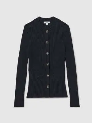 REISS Tula Button Front Knit Cardigan