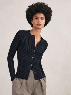 REISS Tula Button Front Knit Cardigan