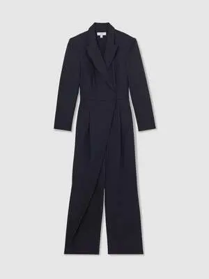 REISS Rhoda Pinstripe Tailored Wide-leg Jumpsuit
