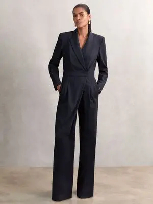 REISS Rhoda Pinstripe Tailored Wide-leg Jumpsuit