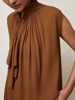 REISS Lucy Crepe-chiffon Ruffle Sleeveless Top