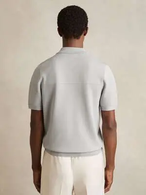 REISS Blinker Press-stud Seam-detail Polo Shirt - Ice Grey