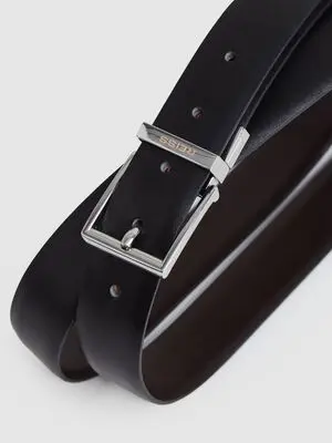 REISS Reign Reversible Leather Belt - Black/brown
