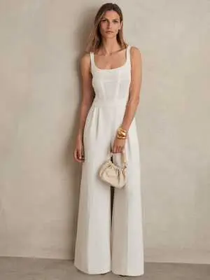 REISS Perforated-knit Wide-leg Jumpsuit