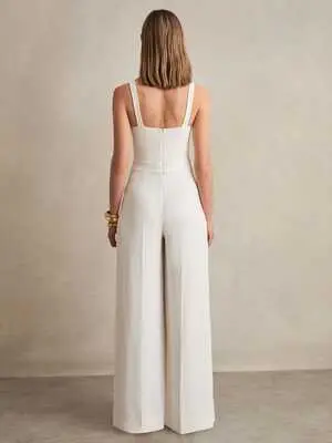 REISS Perforated-knit Wide-leg Jumpsuit