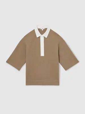 REISS Cotton-blend Interlock Collar Sweatshirt