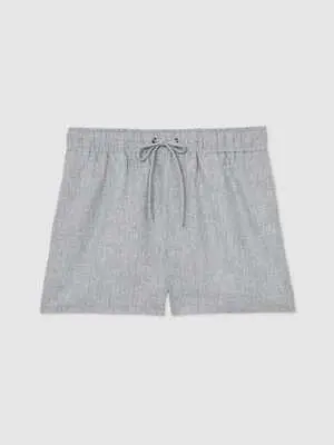 REISS Willow Linen-blend Drawstring Shorts - Blue