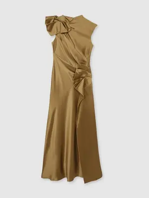 Acler Draped Satin Midi Dress