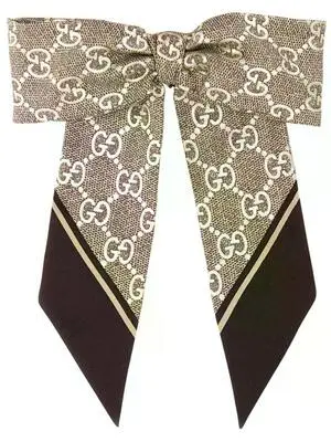 Gucci Gg Jacquard Scrunchie - Brown