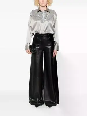 Ermanno Scervino Lace-embellished Silk Shirt - Grey